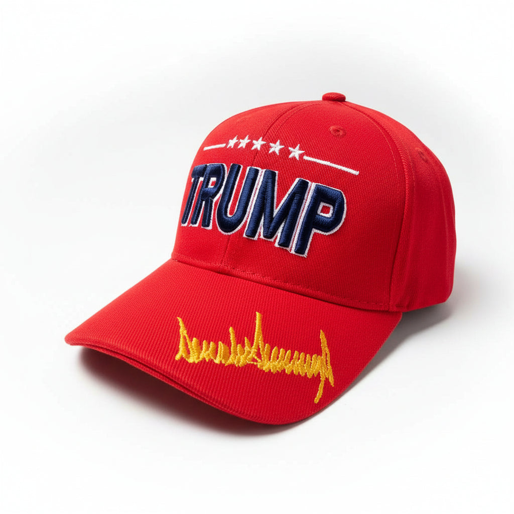 Trump 5 Star Signature Custom Embroidered Hat (Red) – PatriotDepot.com