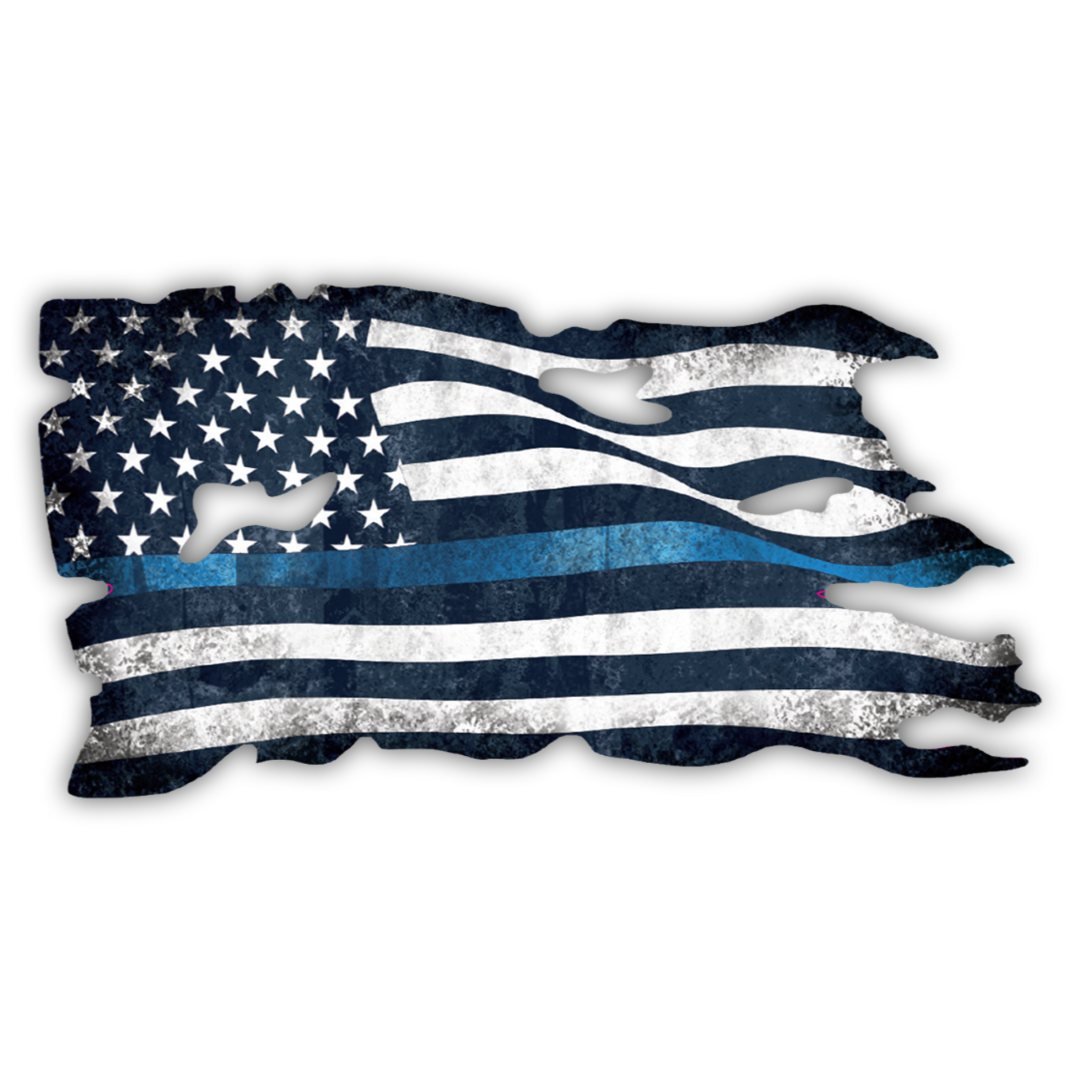 Thin Blue Line (Tattered) Flag Bumper Sticker – PatriotDepot.com